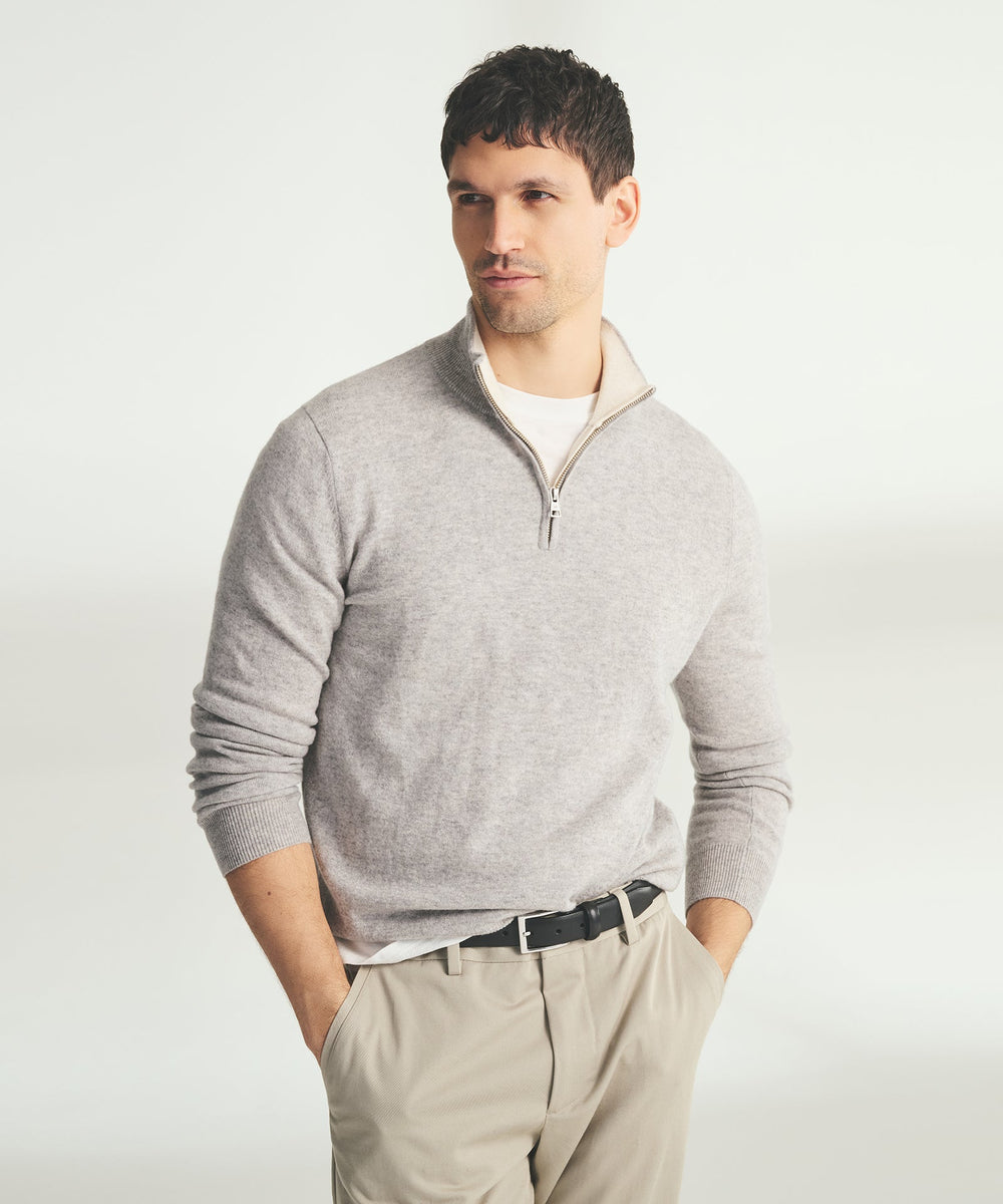 Signature Cashmere Color Blocked Quarter Zip – NAADAM