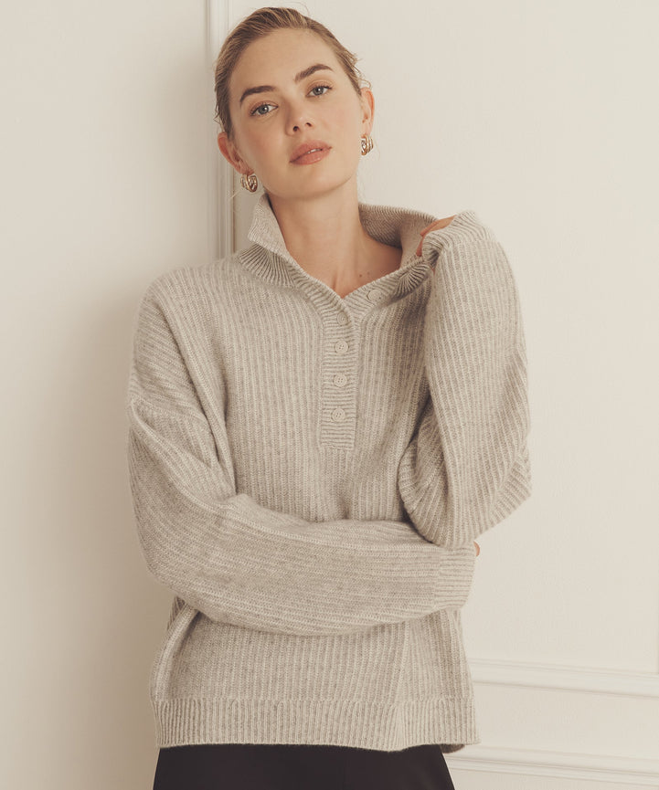 Super Luxe Cashmere Color Plaited High Neck Henley – NAADAM